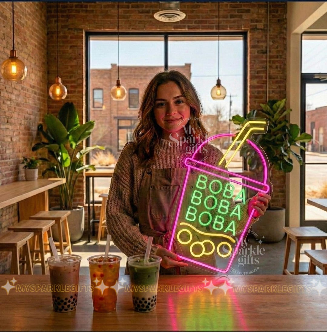 Custom LED Neon Boba Sign: Bubble Tea Shop Decor, Milk Tea Lover Gift ...