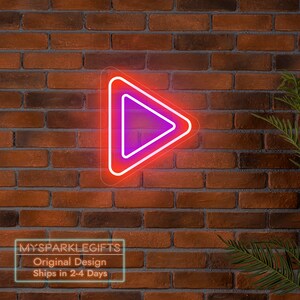 Play Icon Neon Sign Modern LED Light for Gaming Rooms/streamers ...