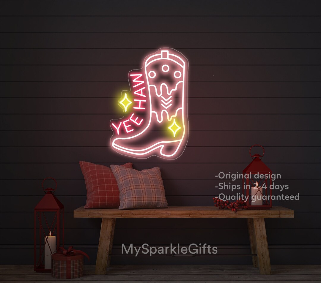 Cowgirl Neon Sign Custom Yee Haw Neon Sign Led Neon Light Sign For