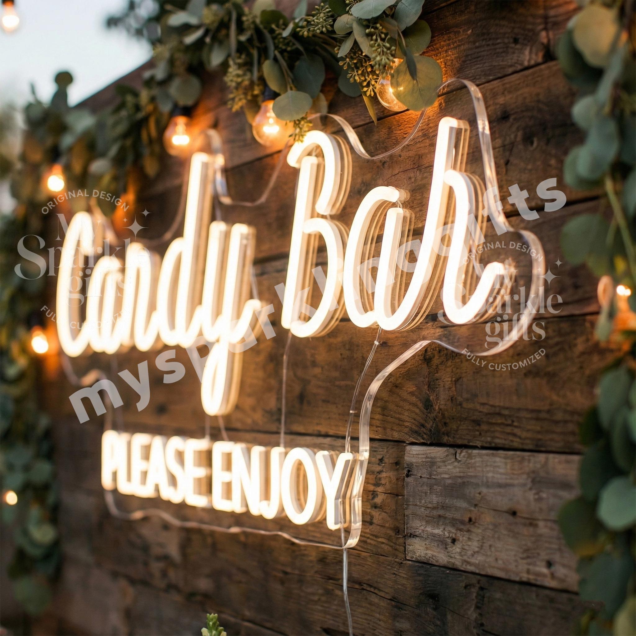 Candy Bar LED Sign, Wedding Dessert Table Decor & Sweets Station Prop ...