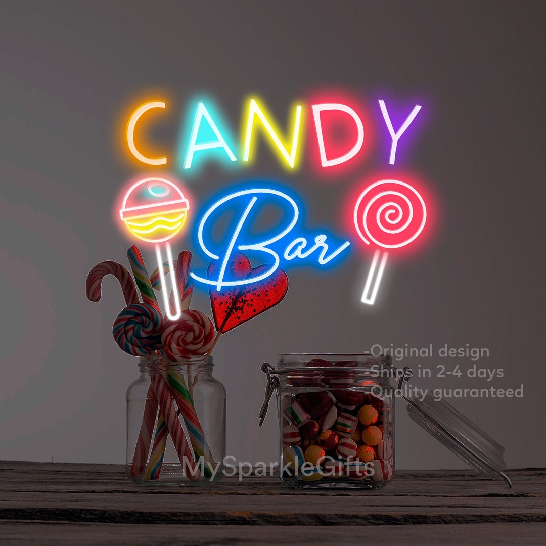 Candy Bar Neon Sign Lollipop Shop LED Neon Light Sign Candy - Etsy