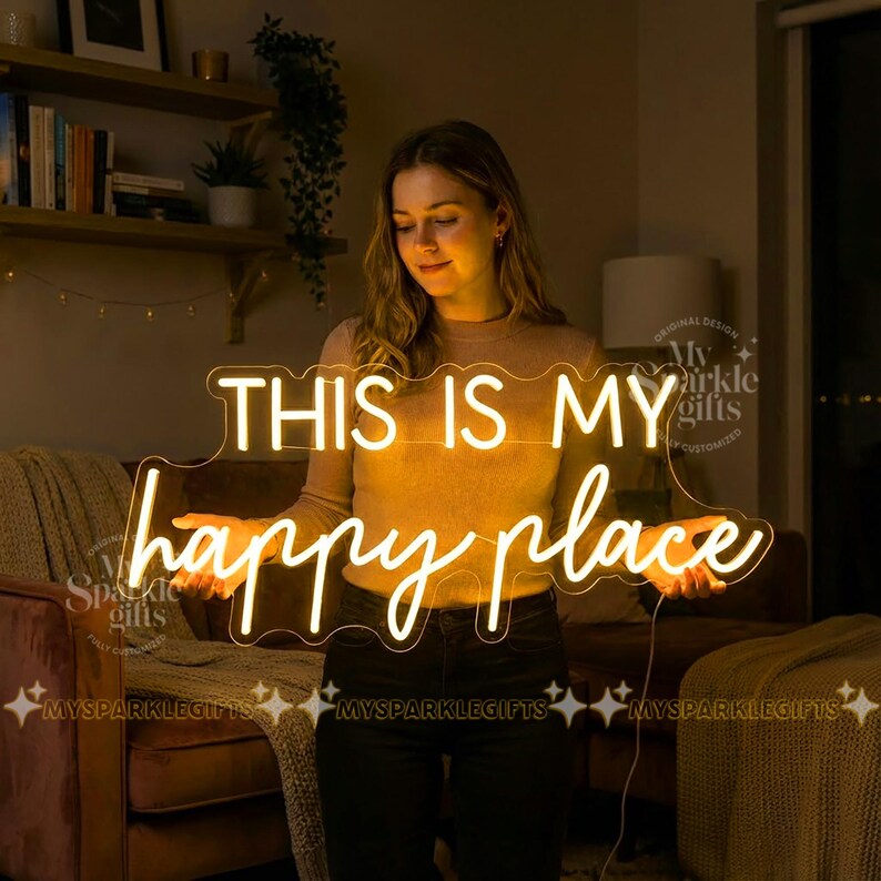 This is My Happy Place Neon Sign Custom LED Wall Decor Bedroom Home ...