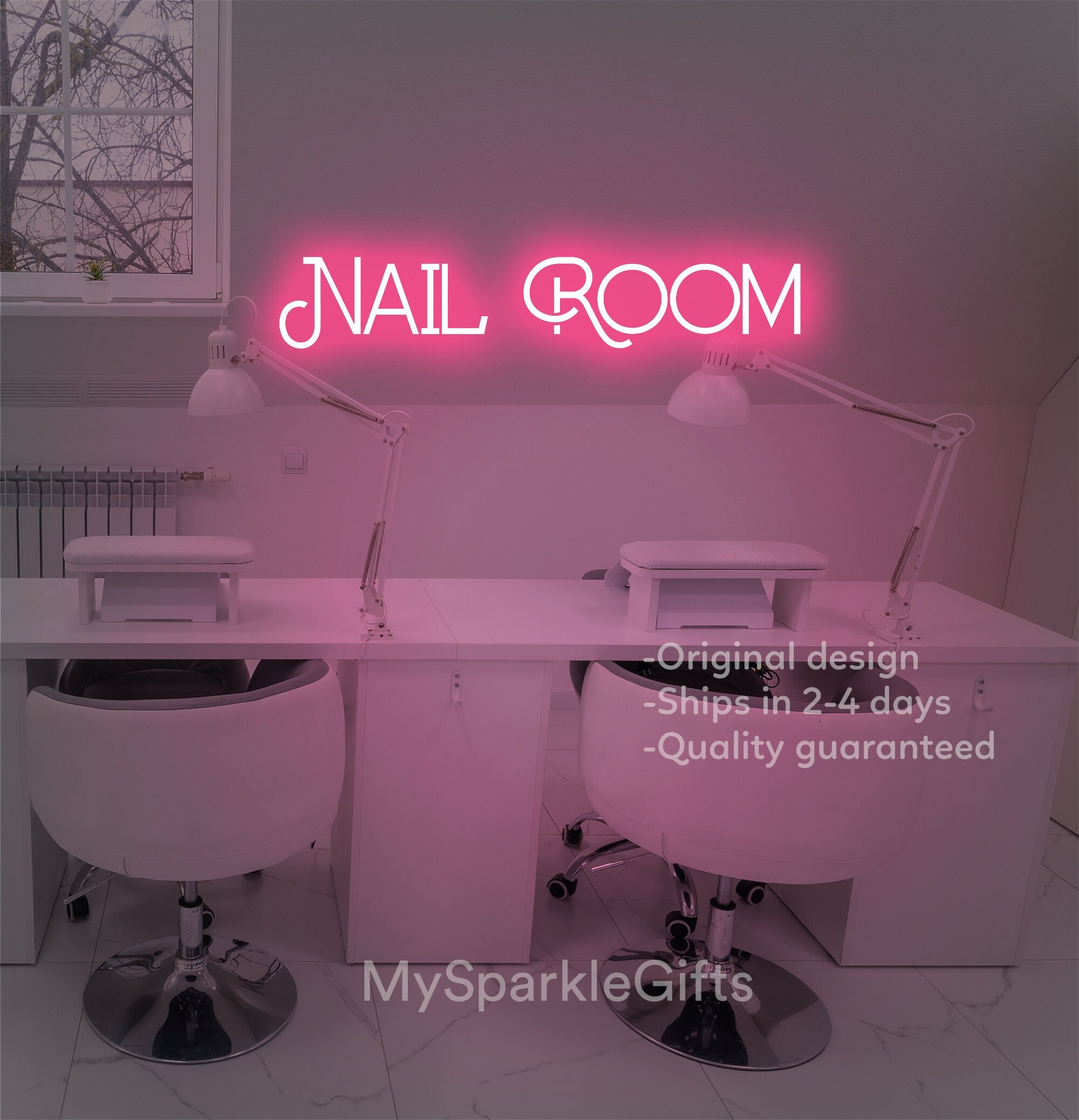 Nail Room Neon Sign Nail Salon Neon Light Aesthetic Pink Nail Room Wall ...