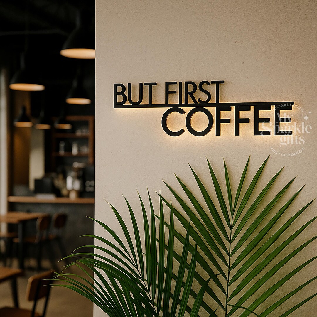 But First Coffee LED Neon Sign: Backlit Metal Coffee Shop Decor - Etsy