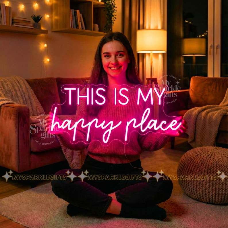 This is My Happy Place Neon Sign Custom LED Wall Decor Bedroom Home ...