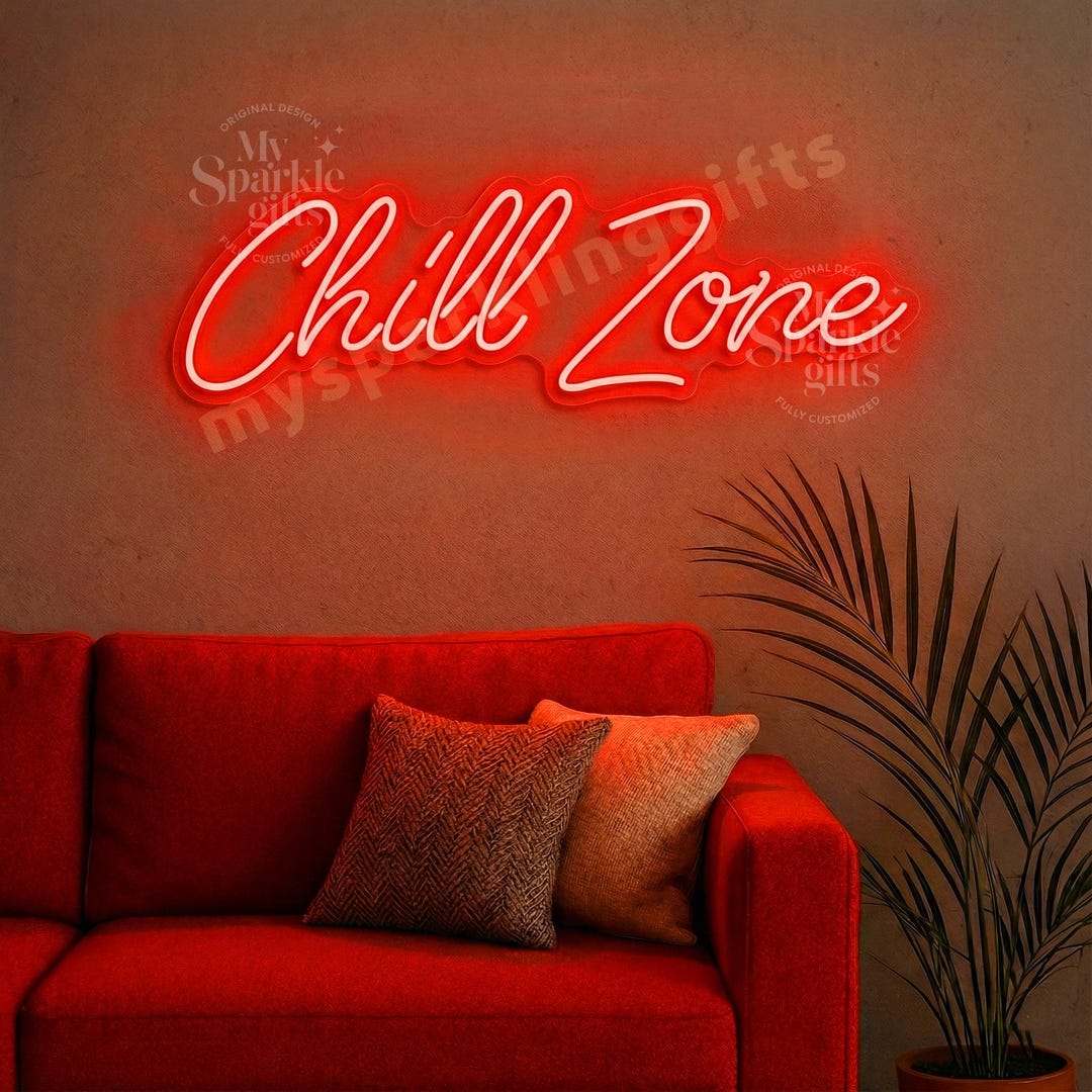 Chill Zone Neon Sign Custom LED Light Bedroom Wall Decor Man Cave Art ...