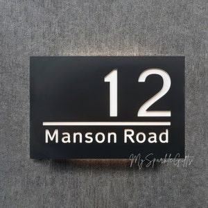Illuminated Backlit House Sign Custom LED Address Plate Modern and ...
