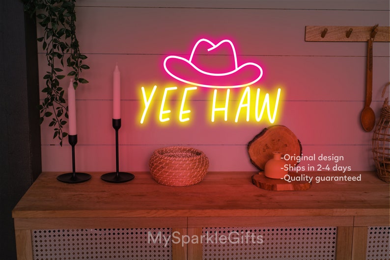 Yee Haw Neon Sign Custom Cowgirl/cowboy Neon Light Bedroom - Etsy
