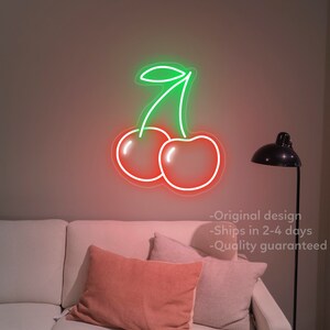 Cherry Neon Sign Cute Cherry LED Neon Light Sign for Bedroom Aesthetic ...