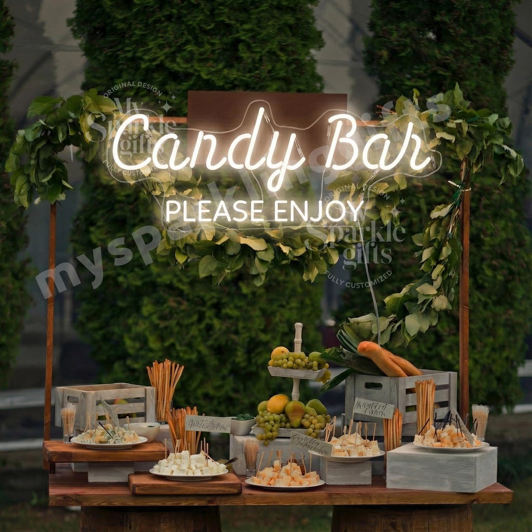 Candy Bar LED Sign, Wedding Dessert Table Decor & Sweets Station Prop ...