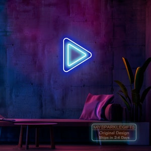 Play Icon Neon Sign Modern LED Light for Gaming Rooms/streamers ...