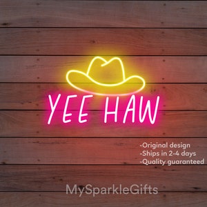 Yee Haw Neon Sign Custom Cowgirl/cowboy Neon Light Bedroom Yeehaw Neon ...