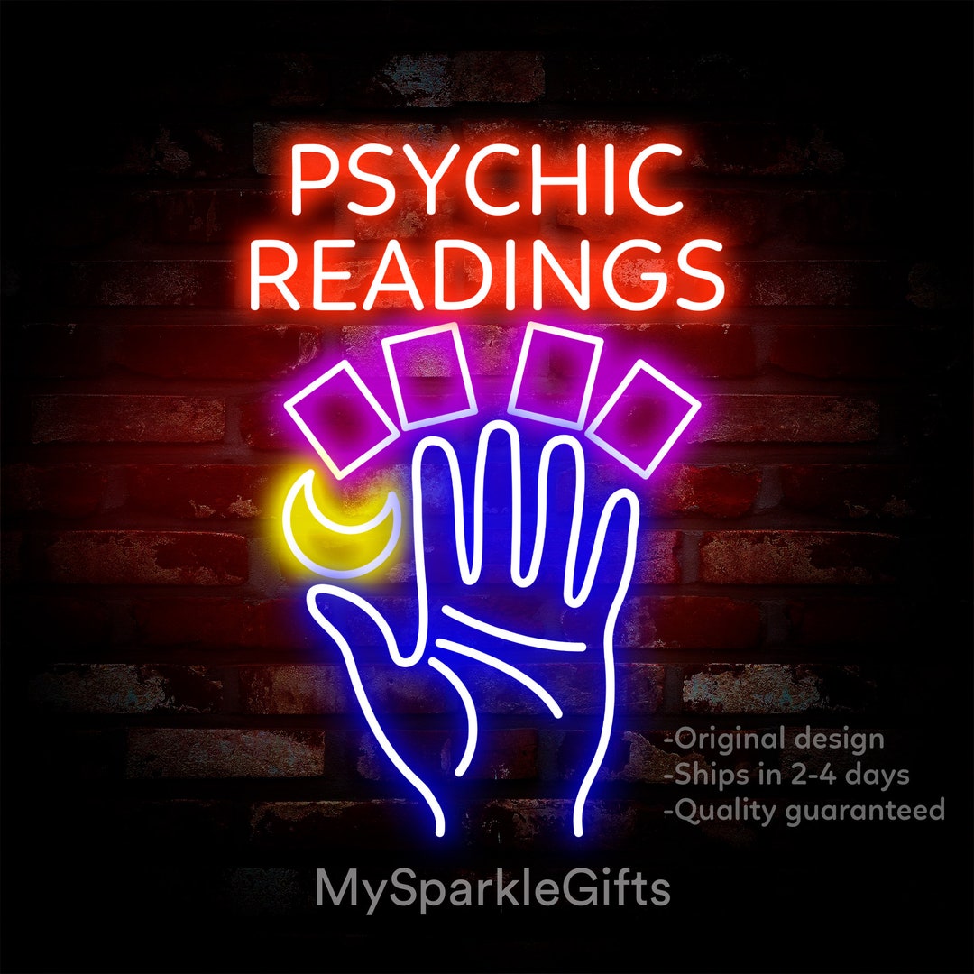 Psychic Readings Neon Sign: Tarot Palm Reading Business Logo ...