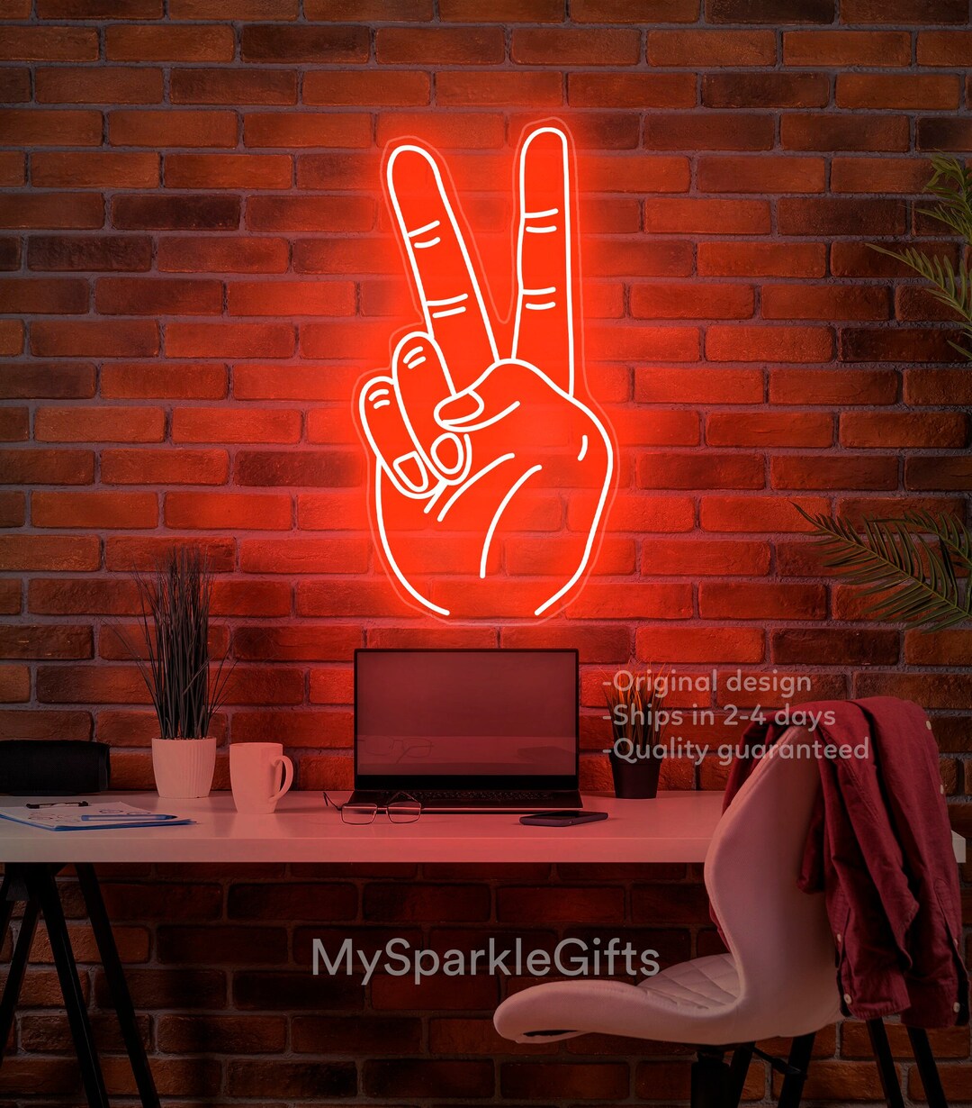 Original Hand Gesture Neon Sign LED Neon Light Sign for Bedroom Man ...