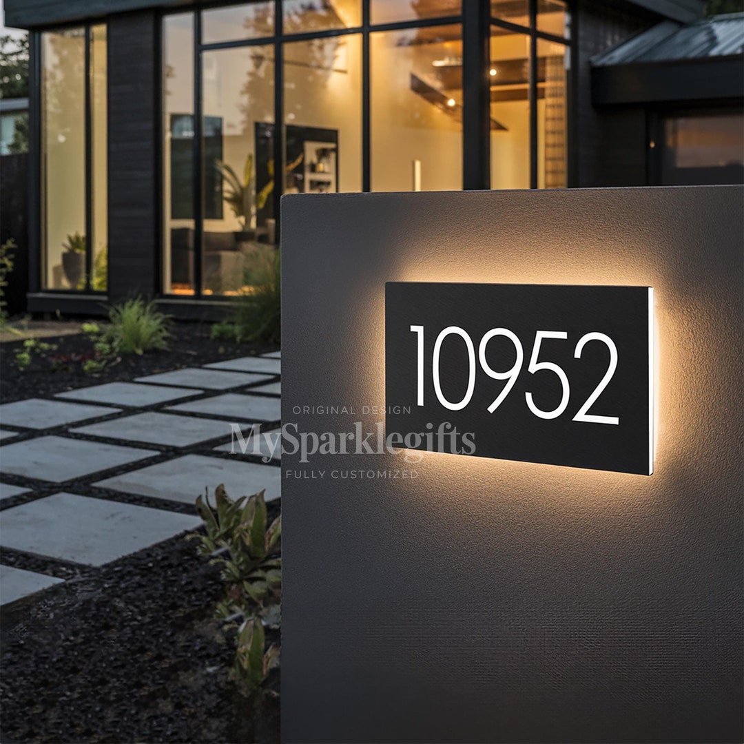 Illuminated Backlit House Sign Custom LED Address Plate Lighted Address ...
