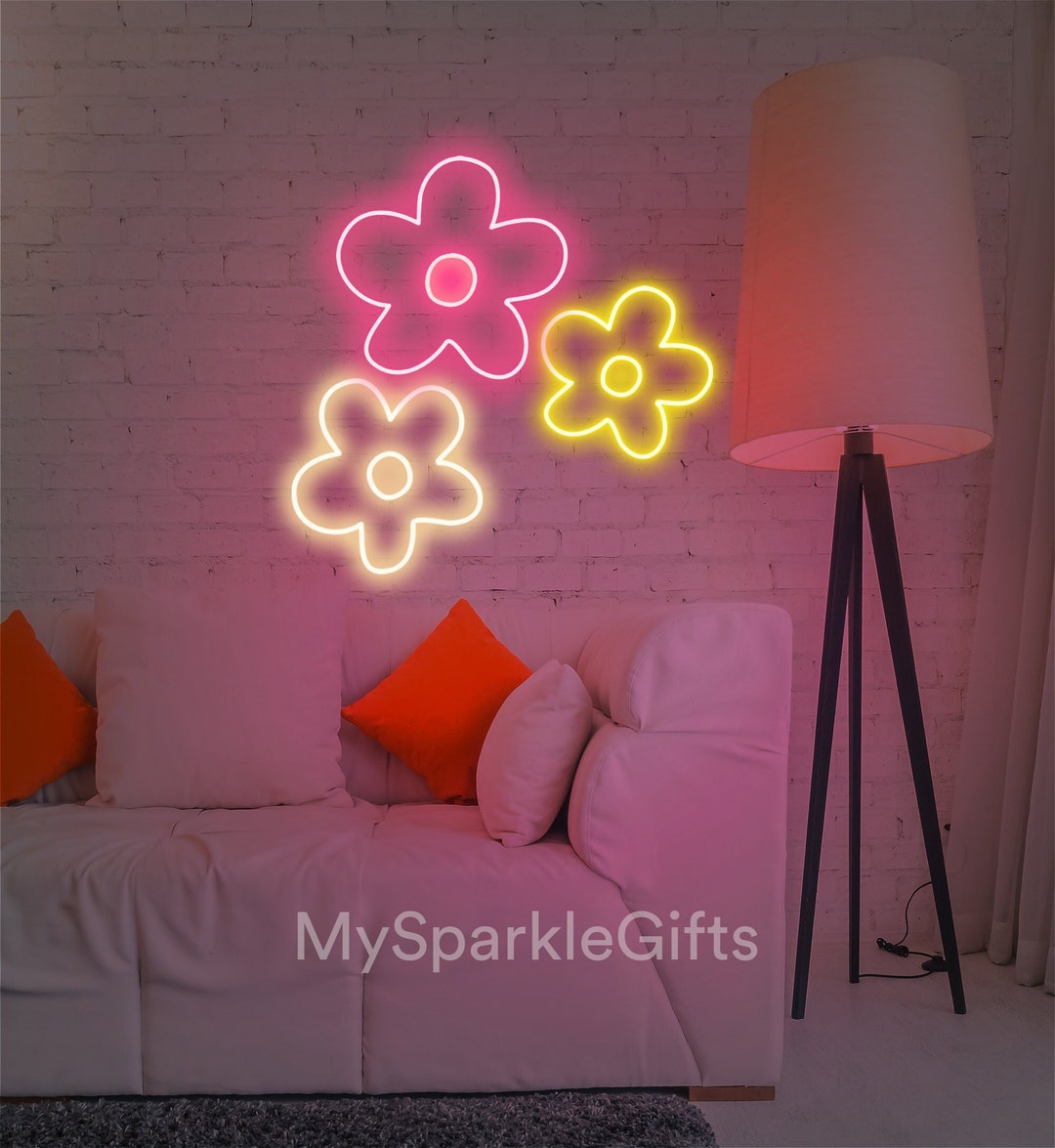 Flower Neon Sign LED Neon Light Sign for College Dorm Neon Flower ...