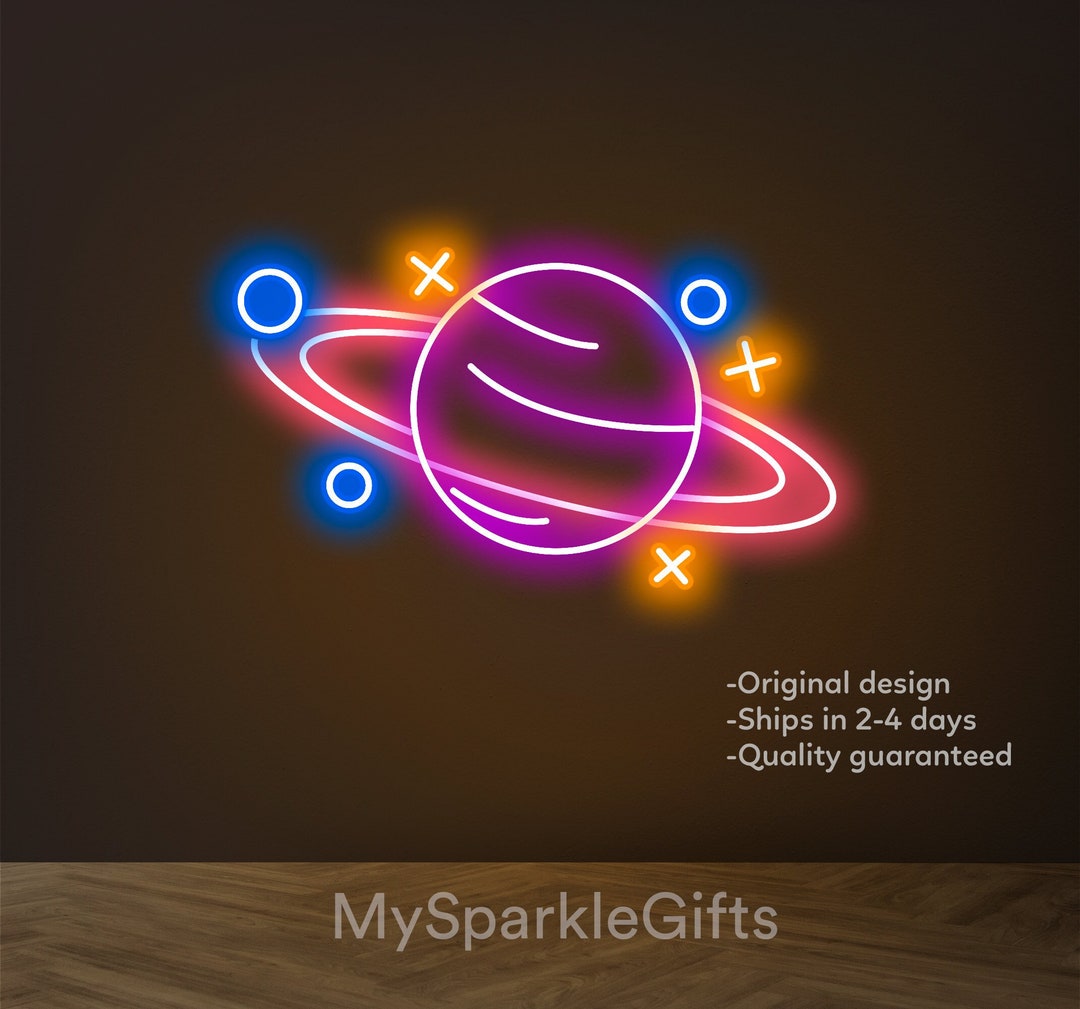 Planet Neon Sign Saturn Neon Light for Bedroom Planet Neon - Etsy
