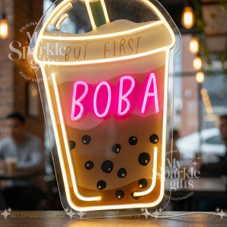 Boba Neon Sign, Bubble Tea LED Light, Cafe Wall Decor, Milk Drink Shop ...