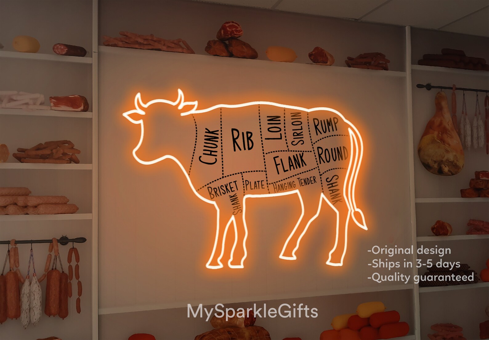 Original Beef Cuts Neon Sign LED Neon Light Sign for Butcher - Etsy
