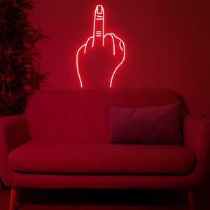 Middle Finger Neon Sign Funny LED Neon Light Sign for Wall Decor Modern ...