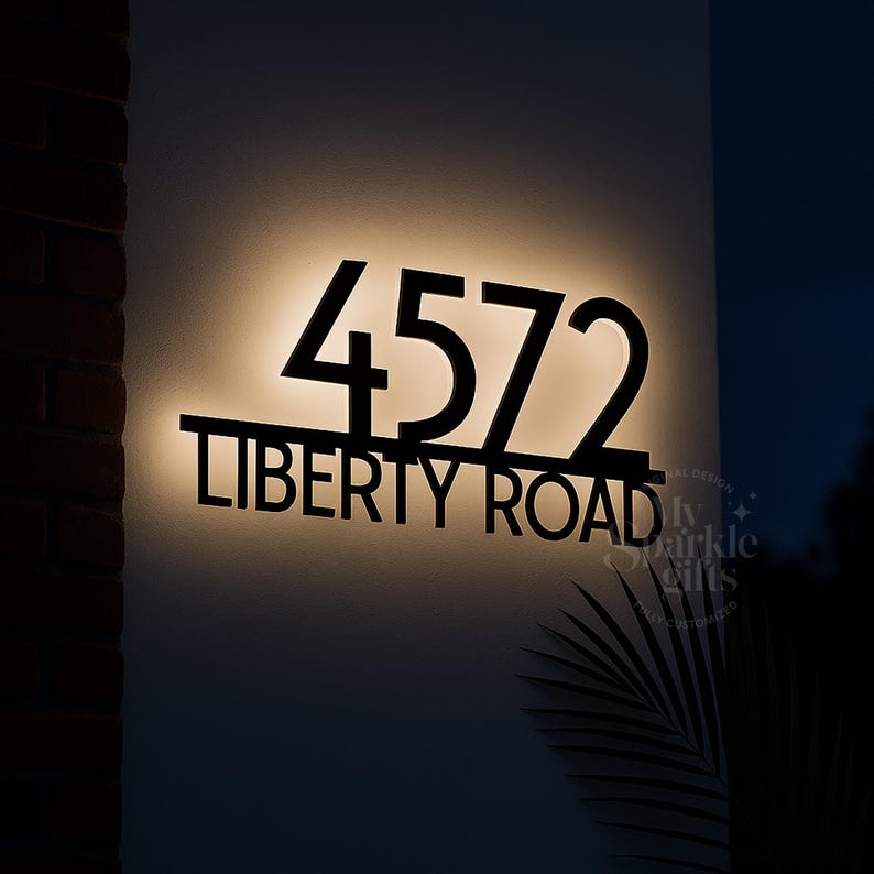 LED Neon House Number Sign: Backlit Metal Acrylic, Custom Modern ...