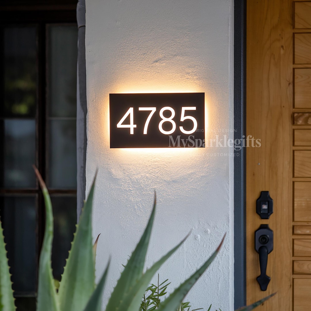 Illuminated Backlit House Number Sign Custom LED House Number Plate ...