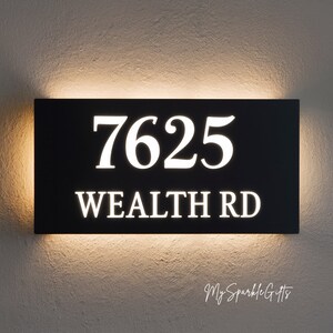 Illuminated Backlit House Sign Custom LED Address Plate Modern and ...