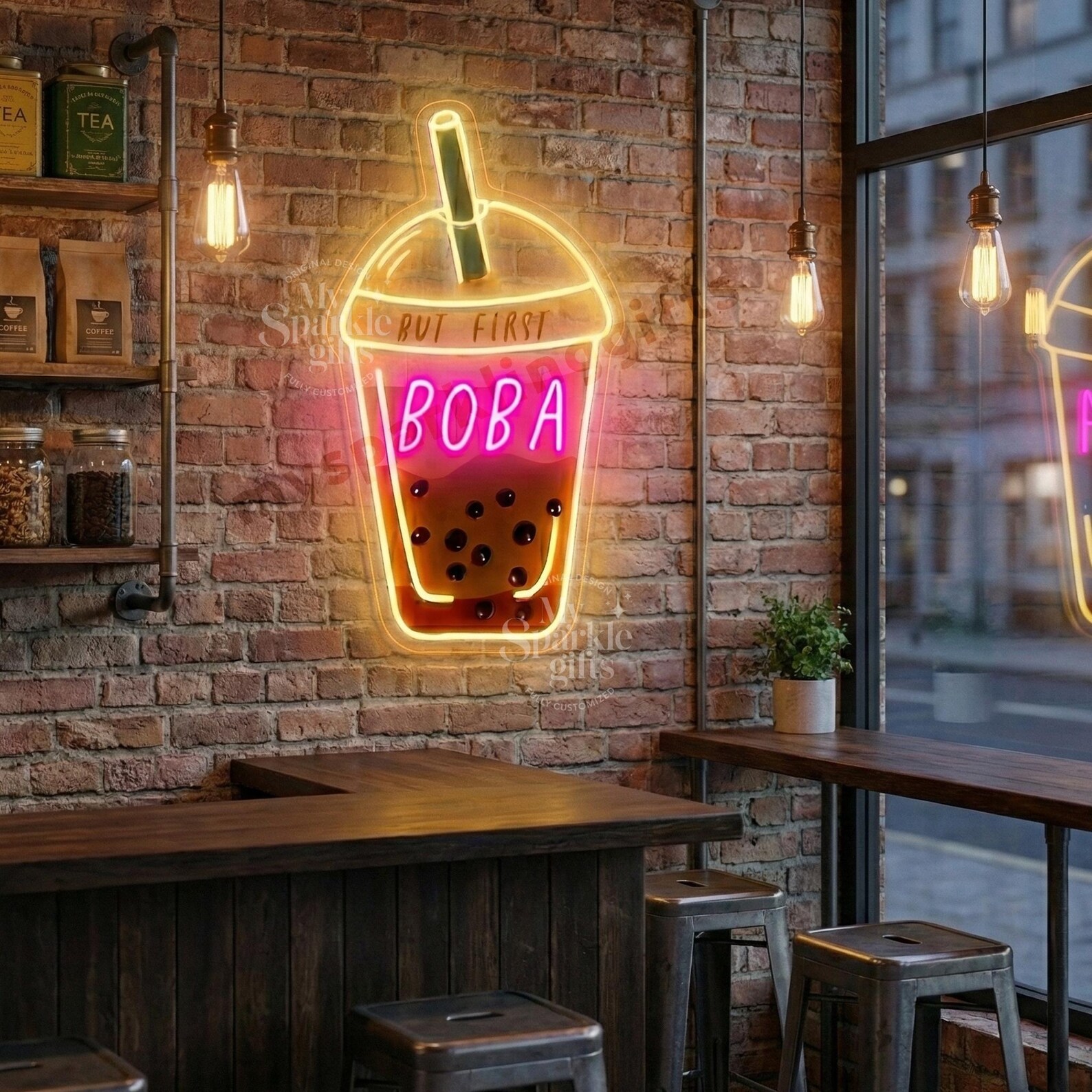 Boba Neon Sign, Bubble Tea LED Light, Cafe Wall Decor, Milk Drink Shop ...