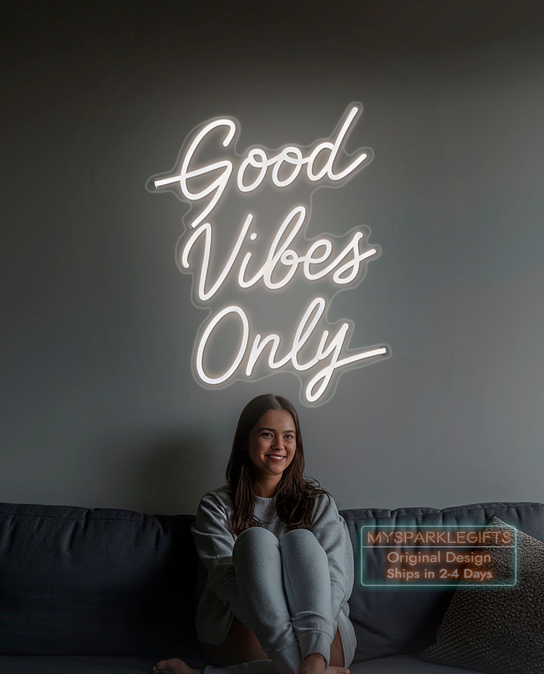 Good Vibes Only Neon Sign LED Light Wall Decor for Positive Energy ...