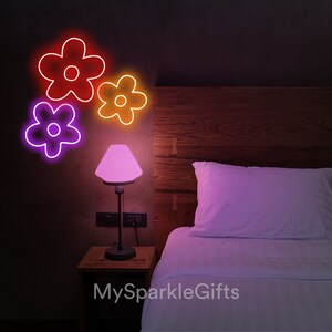 Flower Neon Sign: LED Dorm & Bedroom Wall Art Girls Room Decor - Etsy