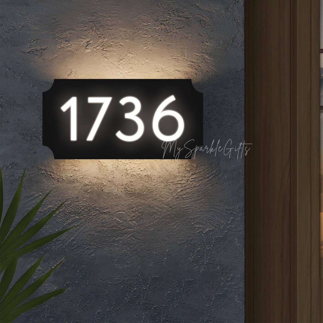 Modern Illuminated Backlit House Sign Custom LED Address Plate Lighted ...