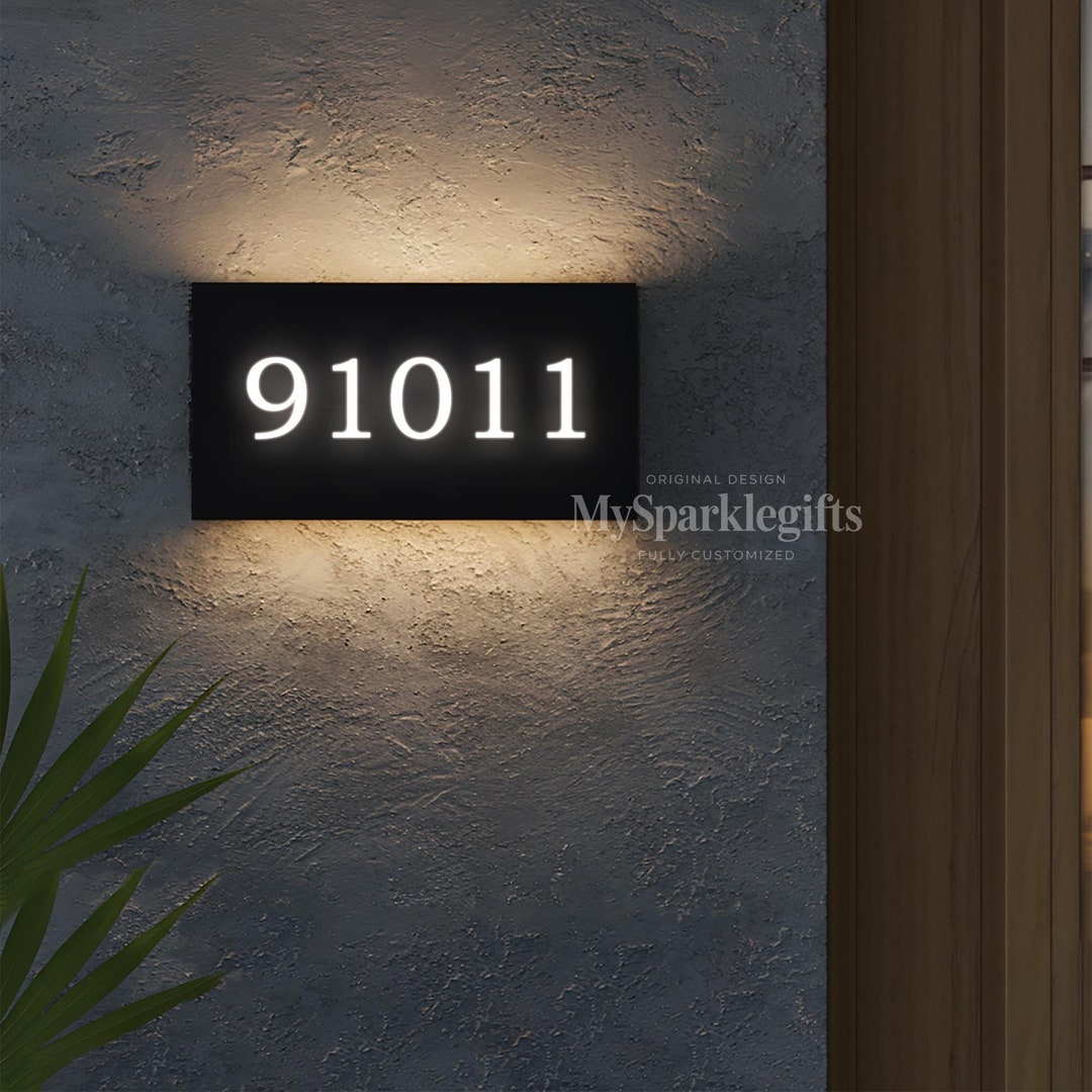 Custom LED Backlit House Numbers: Modern Metal&acrylic Address Sign - Etsy