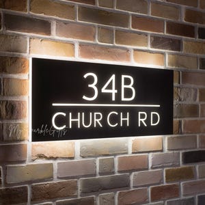 Modern Illuminated Backlit House Sign Custom LED Address Plate Lighted ...