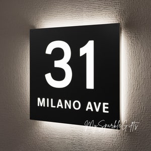 Backlit House Sign Custom LED Address Plate Modern and Clear Lighted ...