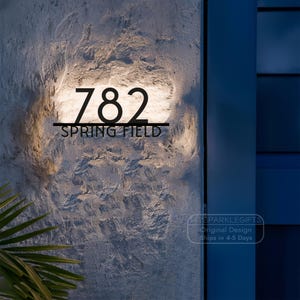 Modern LED Neon House Numbers Illuminated Backlit Address Sign Neon ...