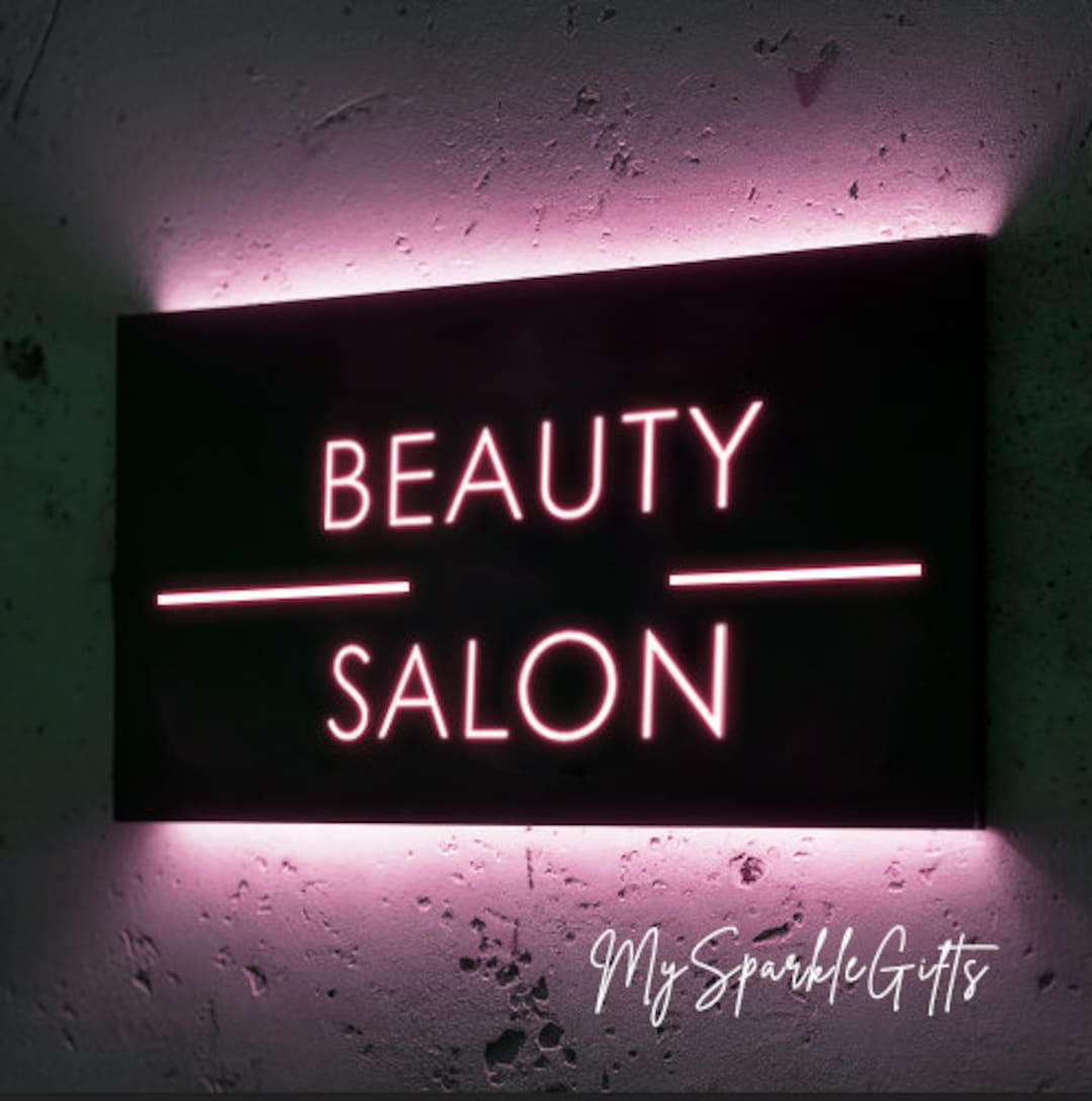 Illuminated Backlit Salon Sign Custom LED Salon Signage Modern Lighted ...
