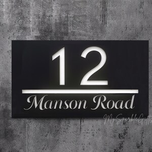 Illuminated Backlit House Sign Custom LED Address Plate Modern and ...