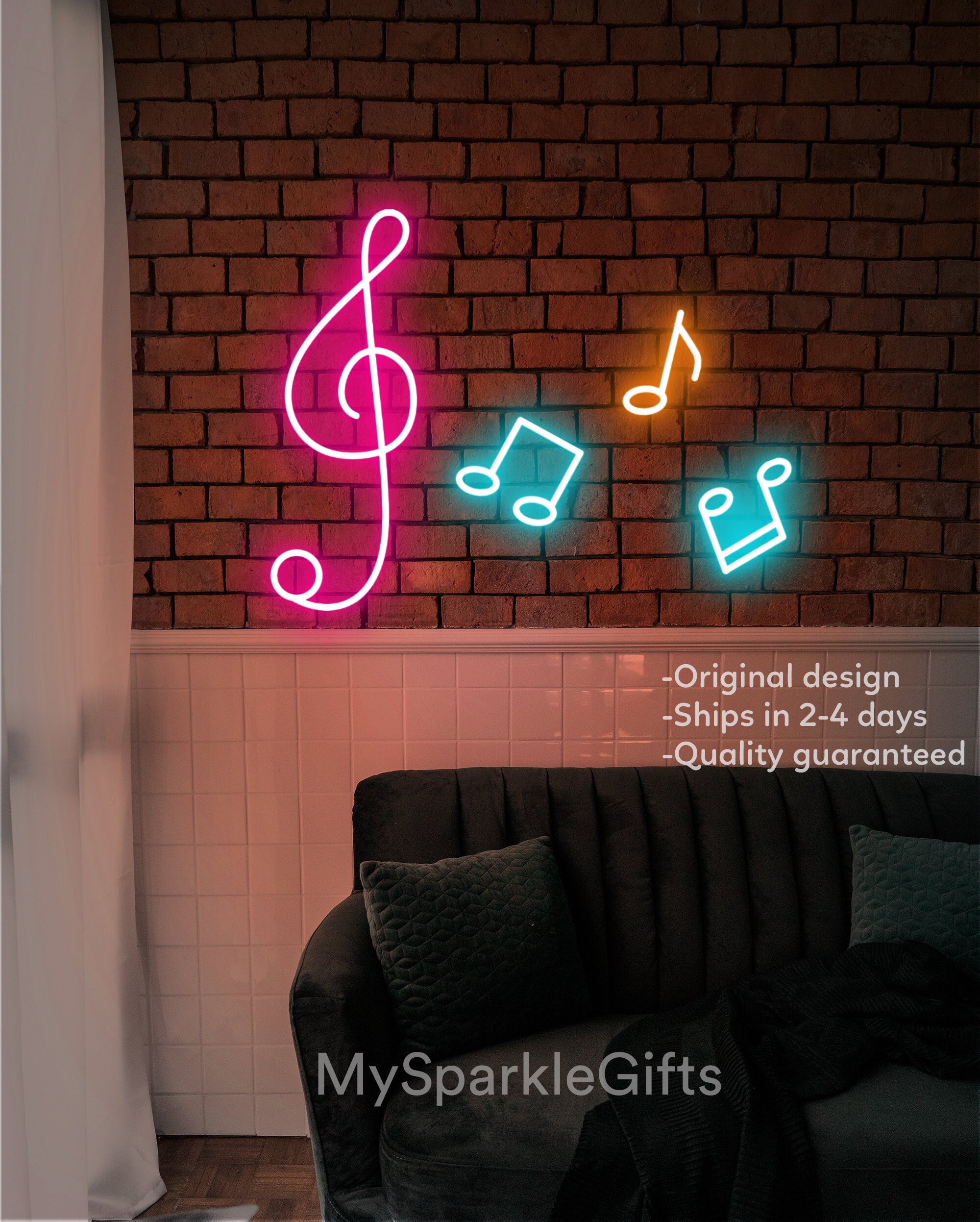 Original Music Notes Neon Sign Music Notes Neon Light for - Etsy