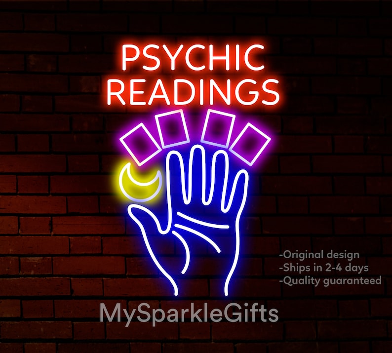 Psychic Readings Neon Sign: Tarot Palm Reading Business Logo ...