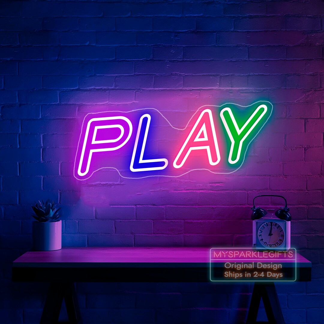 PLAY Neon Sign LED Light for Game Room Decor Man Cave Neon Sign Modern ...