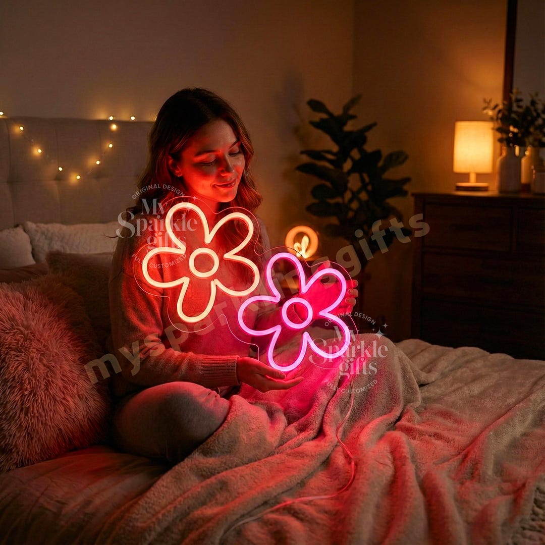 Daisy Flower Neon Sign, Retro Groovy LED Wall Art - Etsy