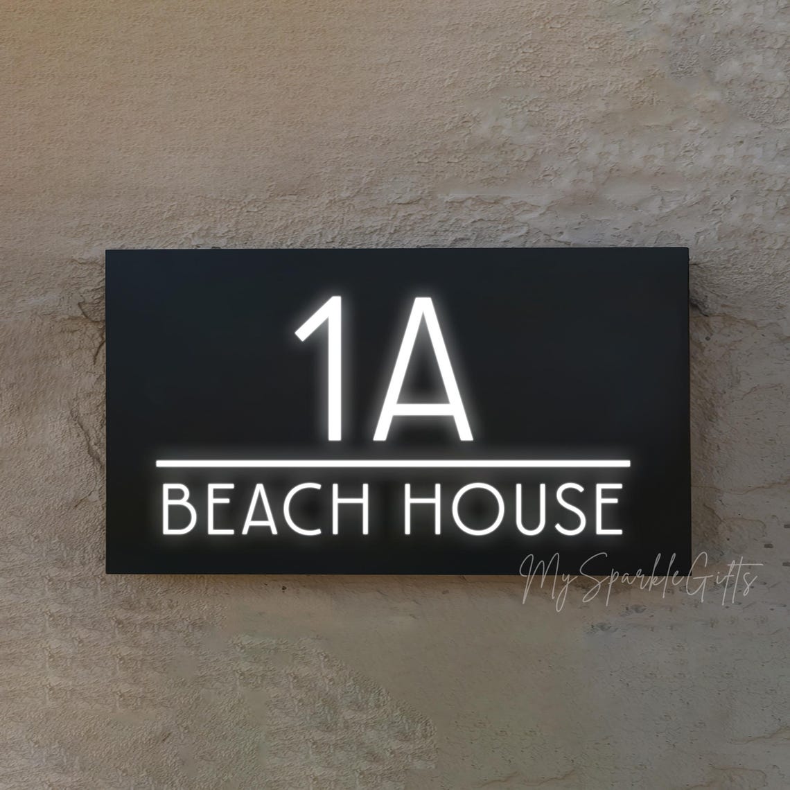 Modern Backlit LED House Sign: Custom Metal Address Plate - Etsy