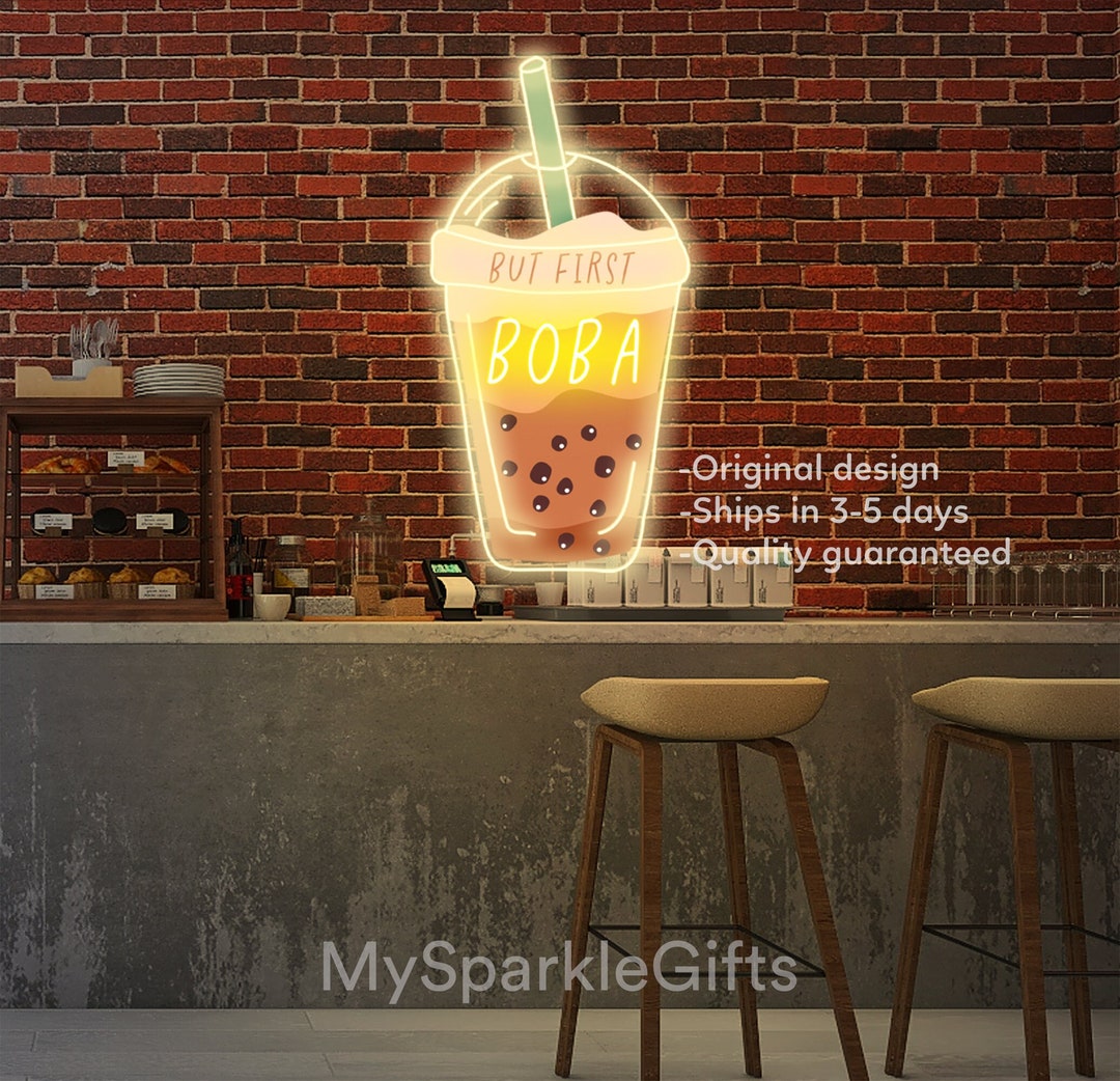 But First Boba Neon Sign Boba Tea Shop Led Neon Light Sign Milk Tea Shop Neon Wall Decor Wall