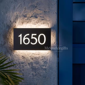 Modern LED House Number Sign Custom Backlit Address Plaque for Home ...