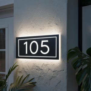 Modern Illuminated Backlit House Sign Custom LED Address Plate Lighted ...