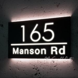 Illuminated Backlit House Sign Custom LED Address Plate Modern and ...