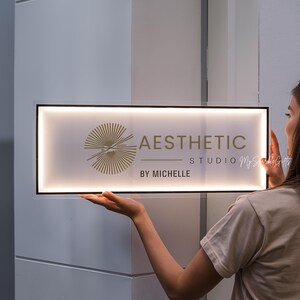 Illuminated Business Sign Backlit Neon Signage Salon LED Wall Sign ...