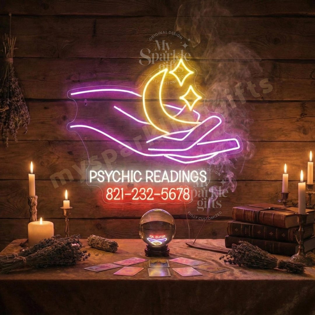 Custom Psychic Reading Neon Sign: Spiritual Hand Decor for Boho ...