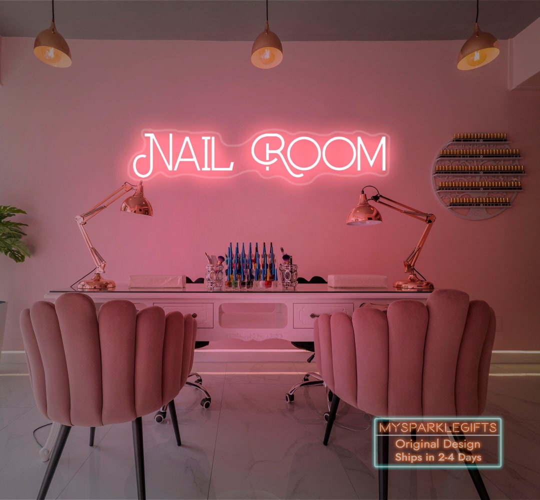 Nail Room Neon Sign Nail Salon Neon Light Aesthetic Pink Nail Room Wall ...