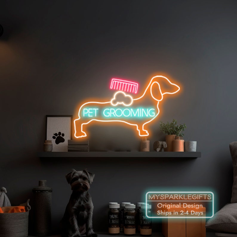 Pet Grooming LED Neon Sign: Dog Shop Decor - Etsy